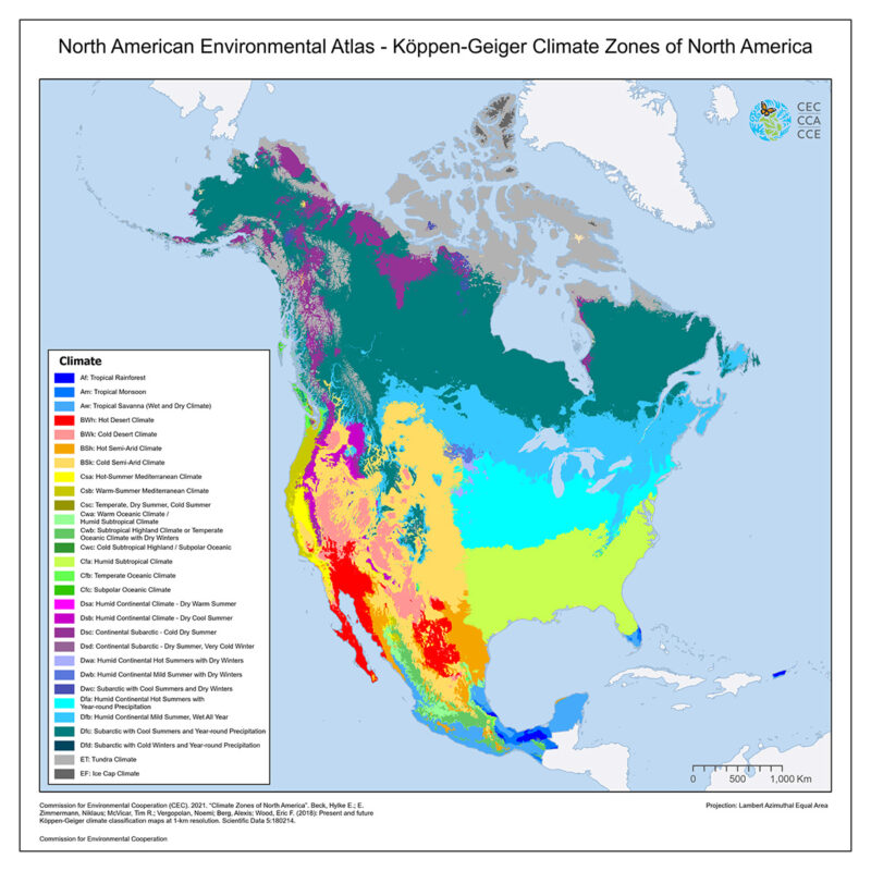 Zonas climáticas de América del Norte