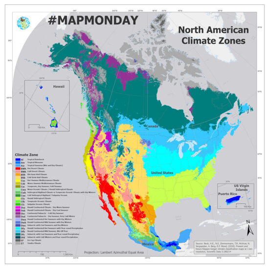 Climate zones in North America